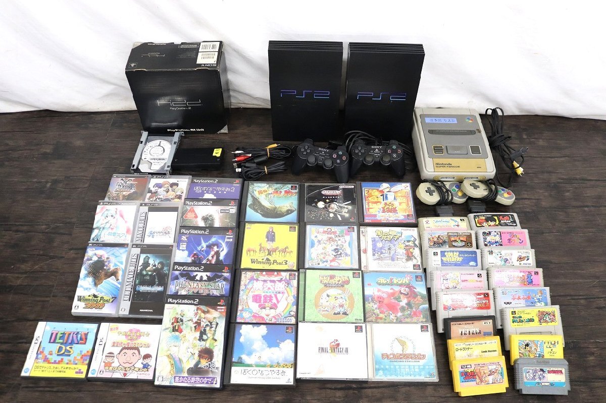 【行董】ゲームまとめ SONY ソニー Nintendo 任天堂 PS2 BB Unit スーファミ 本体 カセット コントローラー ケーブル ...
