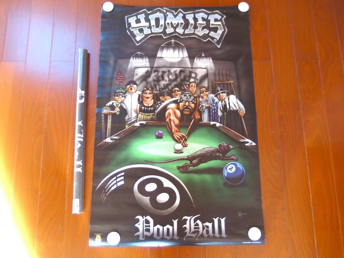 当時物＠ポスター@HOMIES@ホーミーズ＠チカーノ@Chicano@LOWRIDER@ローライダー＠HOMIES POOL HALL ...