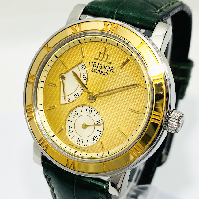 1円～ SEIKO セイコー CREDOR クレドール 4S79-0020 18KT/SS 手巻き パワーリザーブ スモールセコンド 純正ベルト メンズ腕時計 稼働品 /【Buyee ...