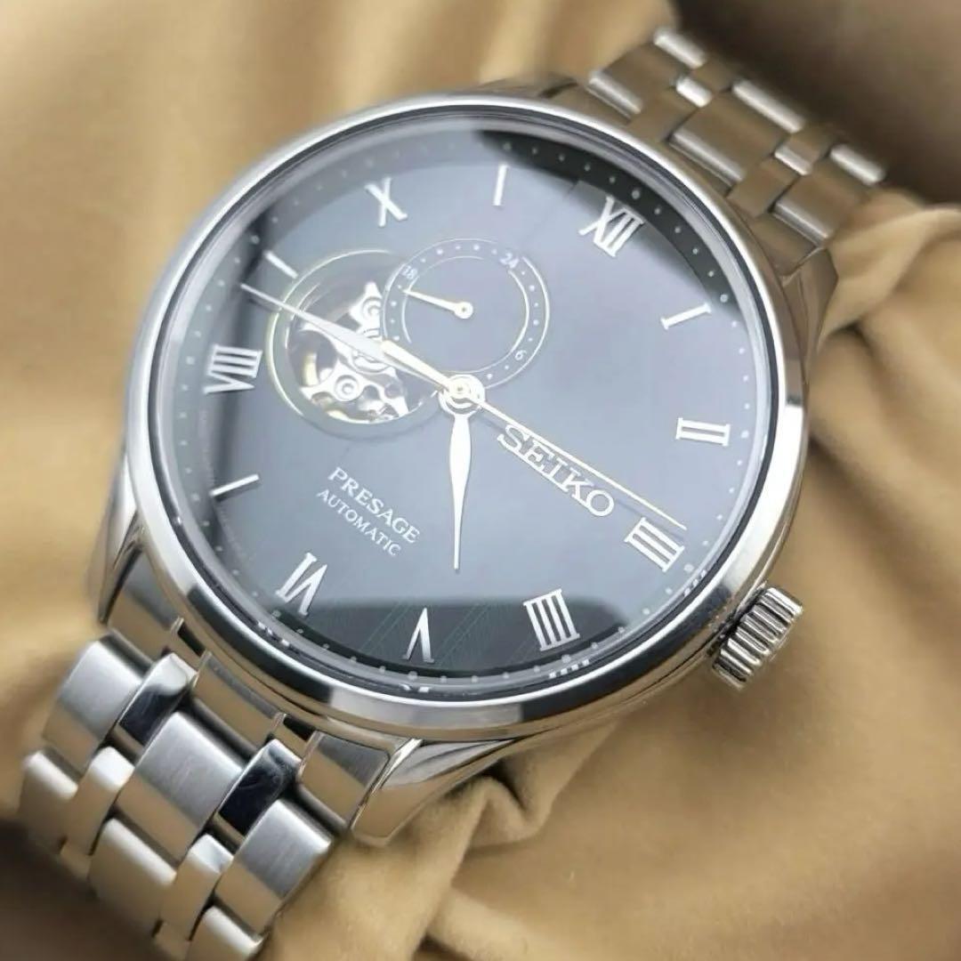 美品 SEIKO PRESAGE セイコー プレザージュ SARY093 4R39-00W0 自動巻き メンズ 腕時計 ブラック文字盤 ...