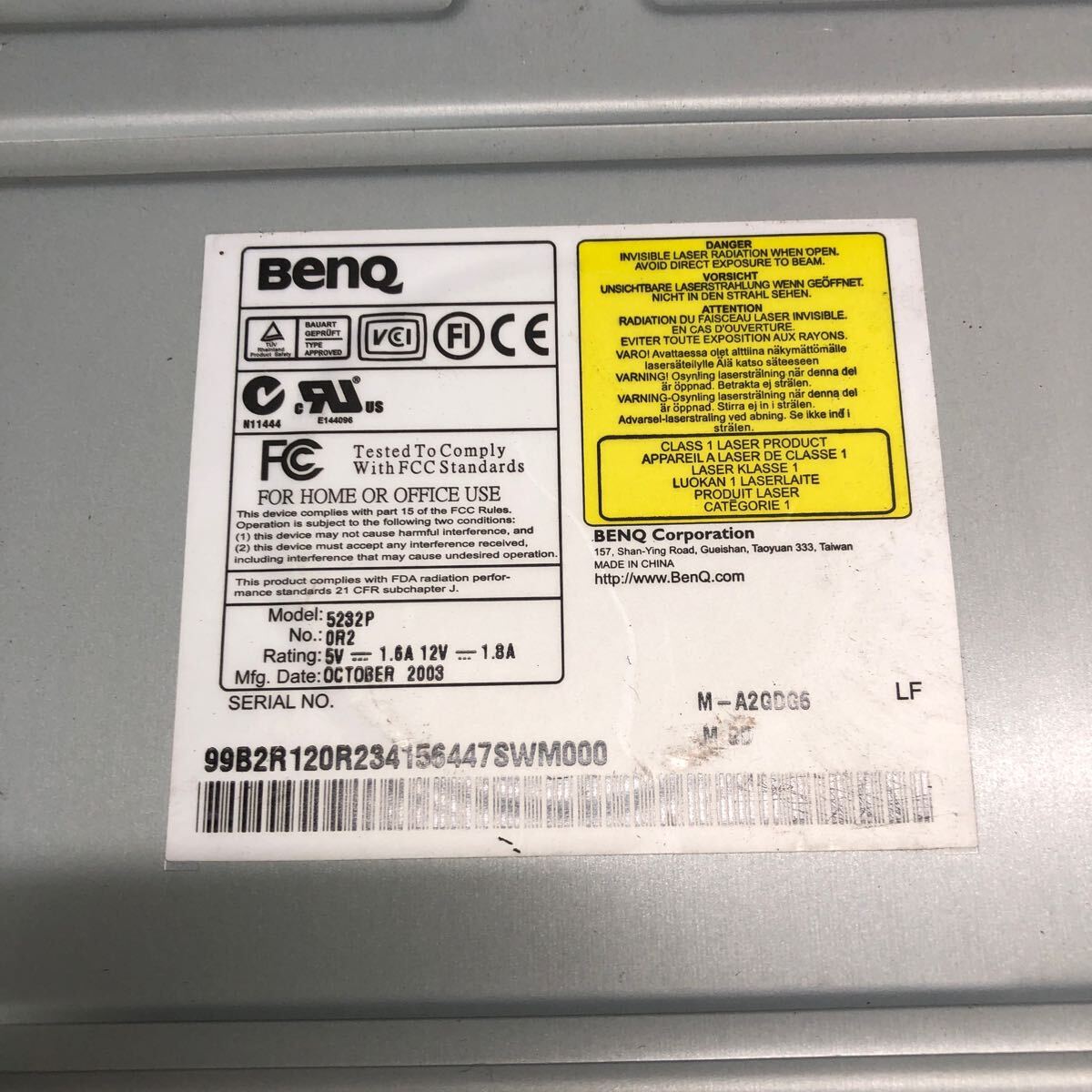 98-361 激安 レトロPC パーツ 内蔵 CD-R/RWドライブ 52x32x52 Seamless Link BenQ 5232P 動作 ...