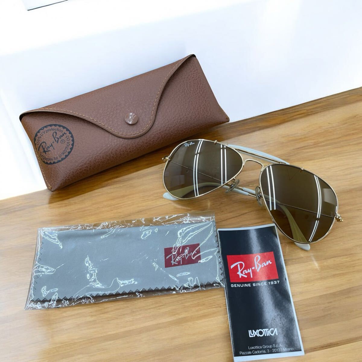 k Ray-Ban レイバン Outdoors Man RB-3407 58mm Luxottica イタリア製 サングラス ゴールドフレーム ...