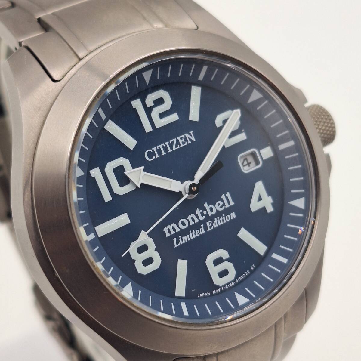 CITIZEN シチズン mont-bell モンベル E168-S113474 チタン 腕時計 エコドライブ ネイビー文字盤 3針 コラボ ...