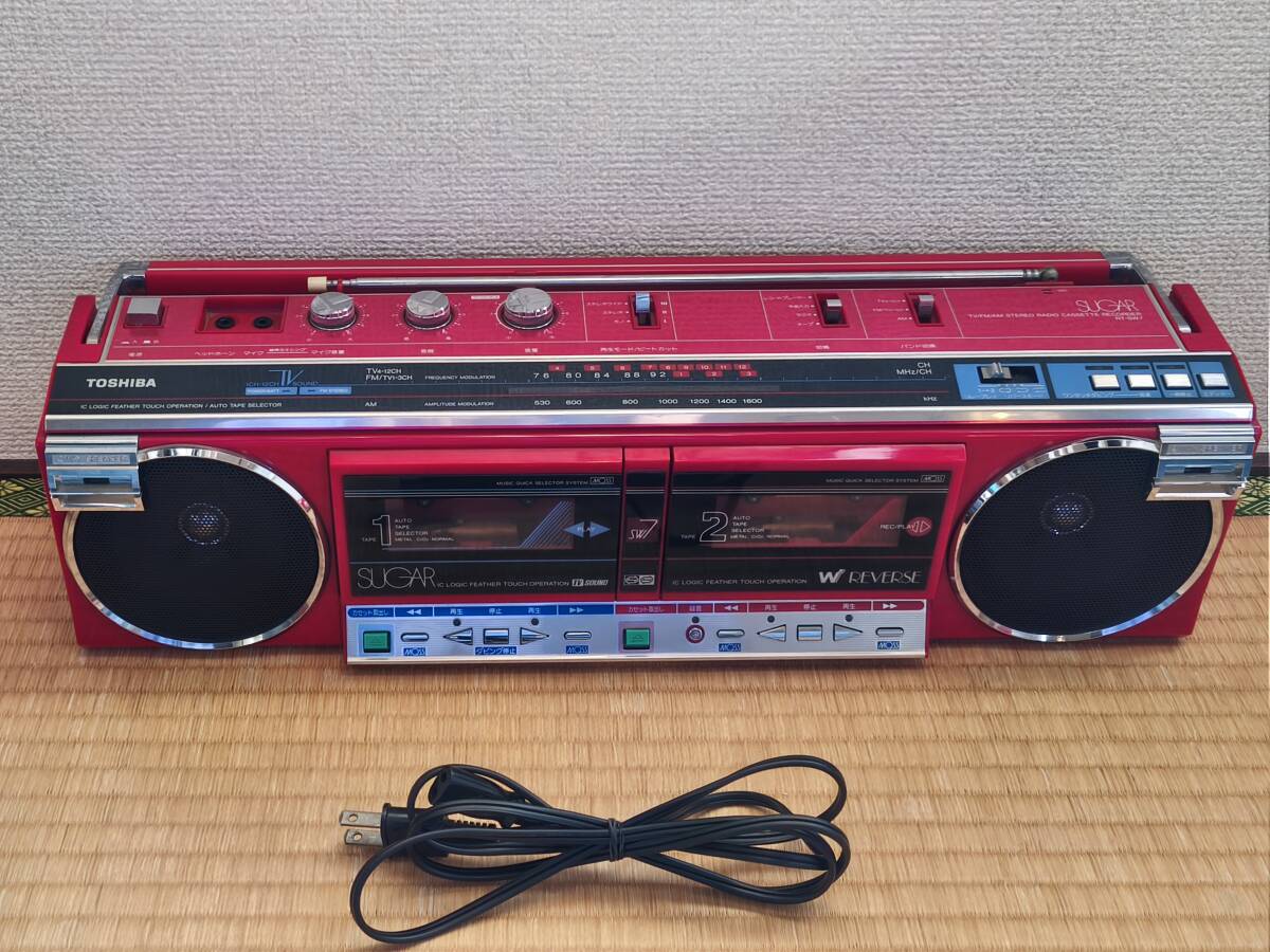 TOSHIBA 東芝 SUGER シュガー TV/FM/AM STEREO RADIO ラジカセ RT-SW7 赤 ジャンク /【Buyee】 Buyee - Japanese Proxy ...
