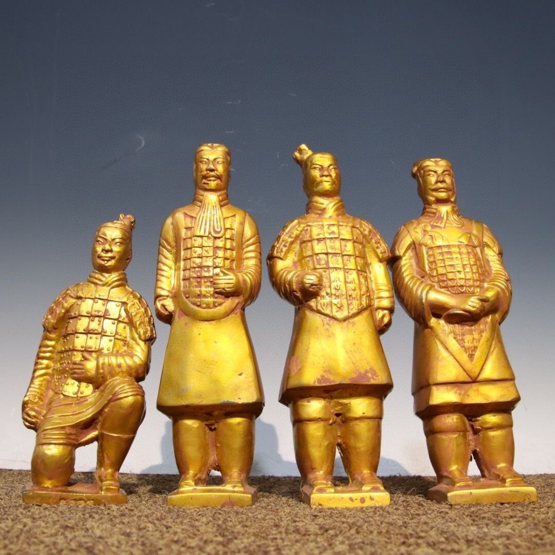 中国銅器 戦国青銅 金武士俑セット 長さ7cm 高さ24cm-19cm 総重量約4500g 旧家藏出 古玩 /【Buyee】