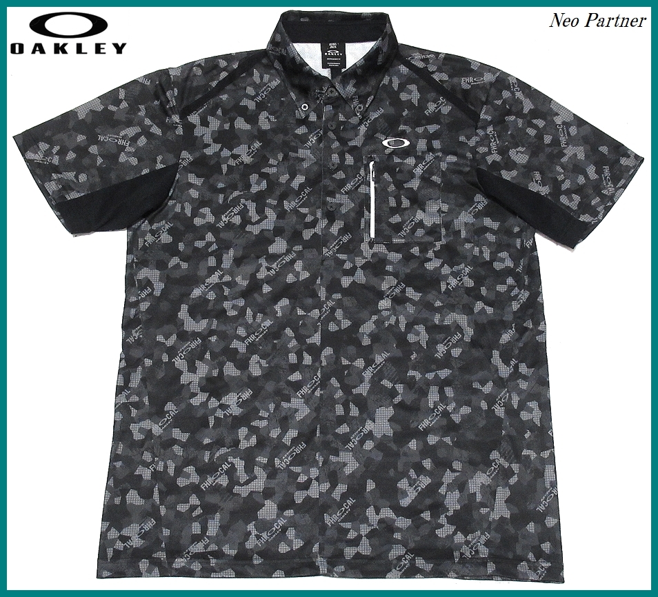 即決 極美品 OAKLEY オークリー ゴルフ 2023SS デジタルモザイク カモフラ ストレッチ ボタンダウン 半袖ポロシャツ ブラック XL メンズ /【Buyee】 Buyee ...