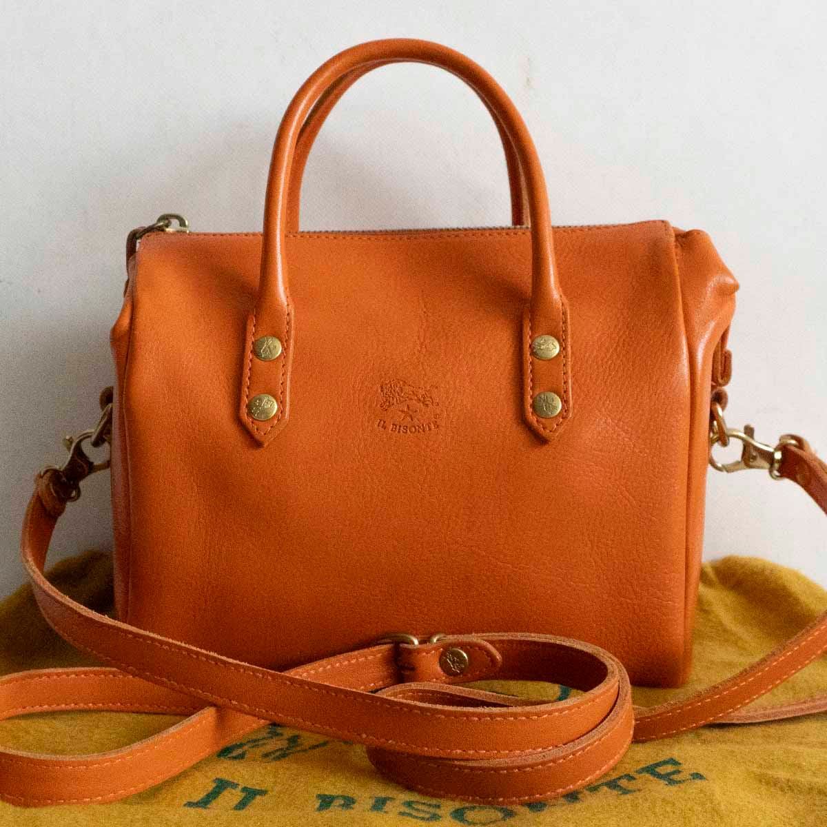 【美品】 IL BISONTE 【ミニボストン 2WAY ショルダーバッグ】イルビゾンテ ブラウン 25030659 /【Buyee ...