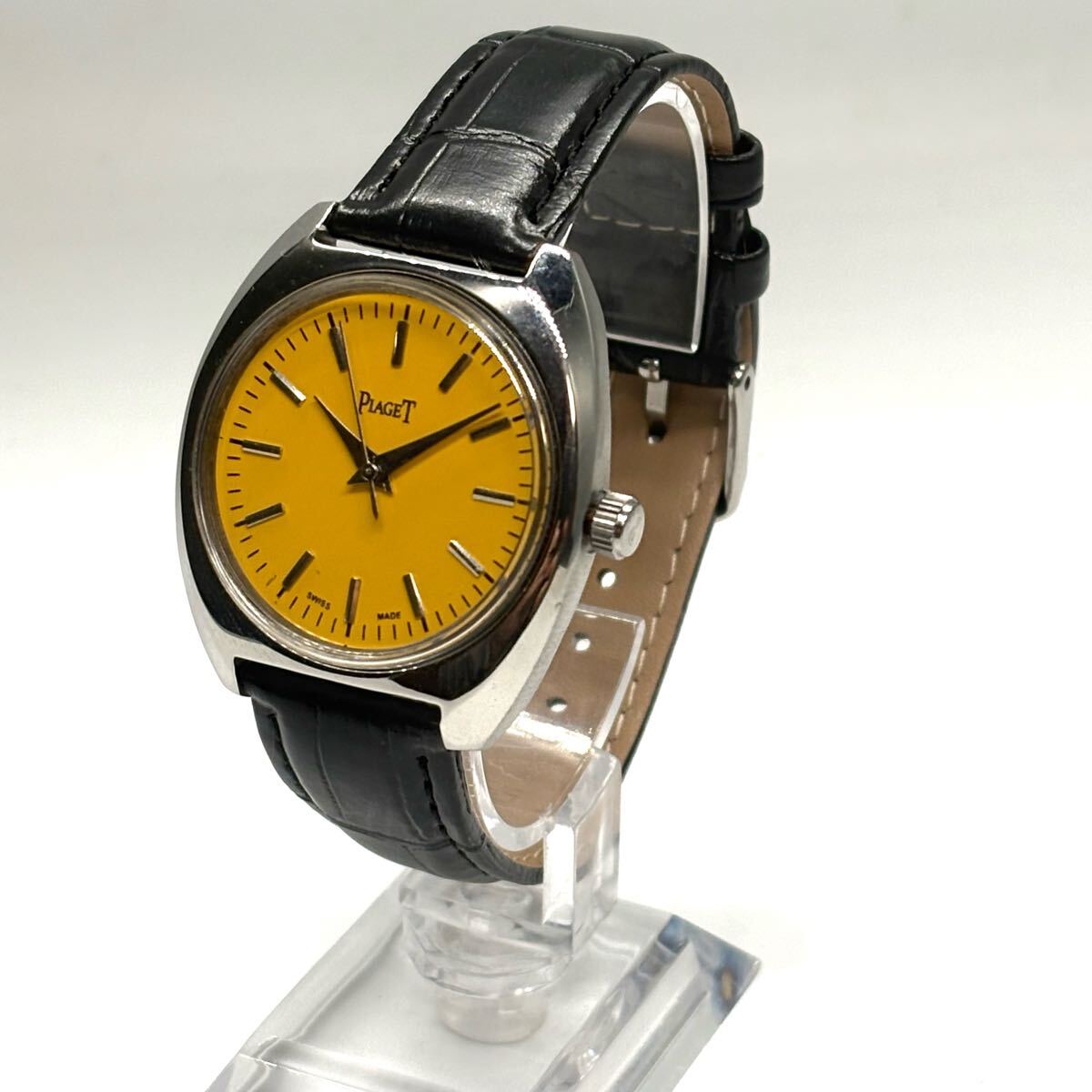 ★極美品! 動作良好! ピアジェ piaget 手巻き 腕時計 アンティーク ビンテージ ウォッチ メンズ レザー ラウンド 高級ブランド ...