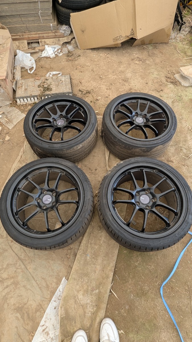 引き取り限定 18インチ 9.5J オフセット45 ENKEI PF01 evo？ PCD114.3 4本セット 245 35 18 255 35 18 即決の方にはタイヤを2本プレゼント ...