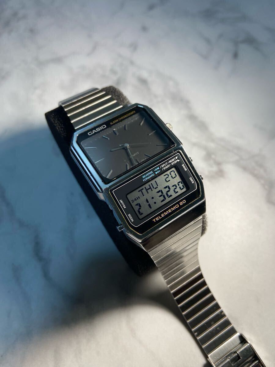 ★1986 vintage★ CASIO AB-200【送料無料】80年代 日本製 アナデジ JAPAN デジアナ テレメモ データバンク ...