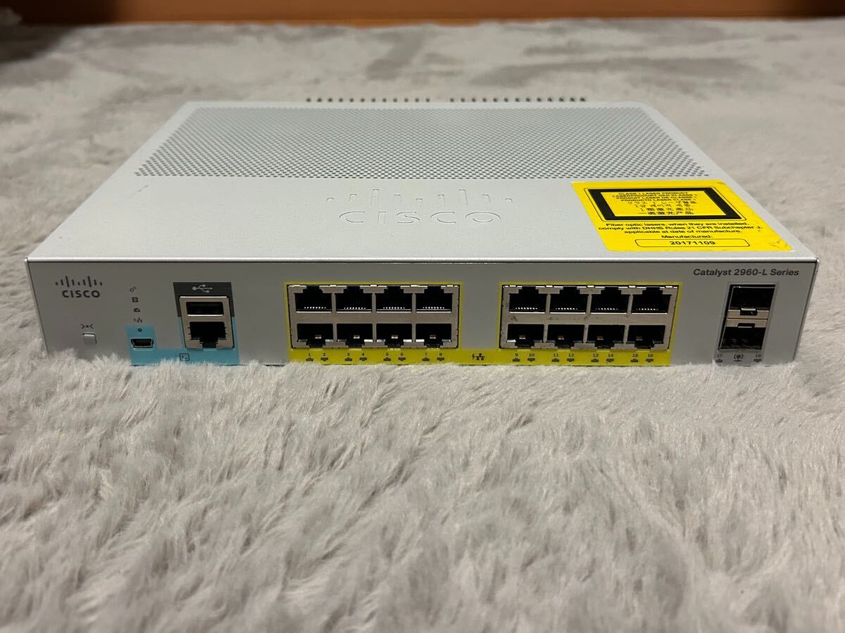 Cisco Catalyst WS-C2960L-16PS-LL 16ポートPoEスマートスイッチ ファンレス 中古動作品 電源ケーブル付 ...