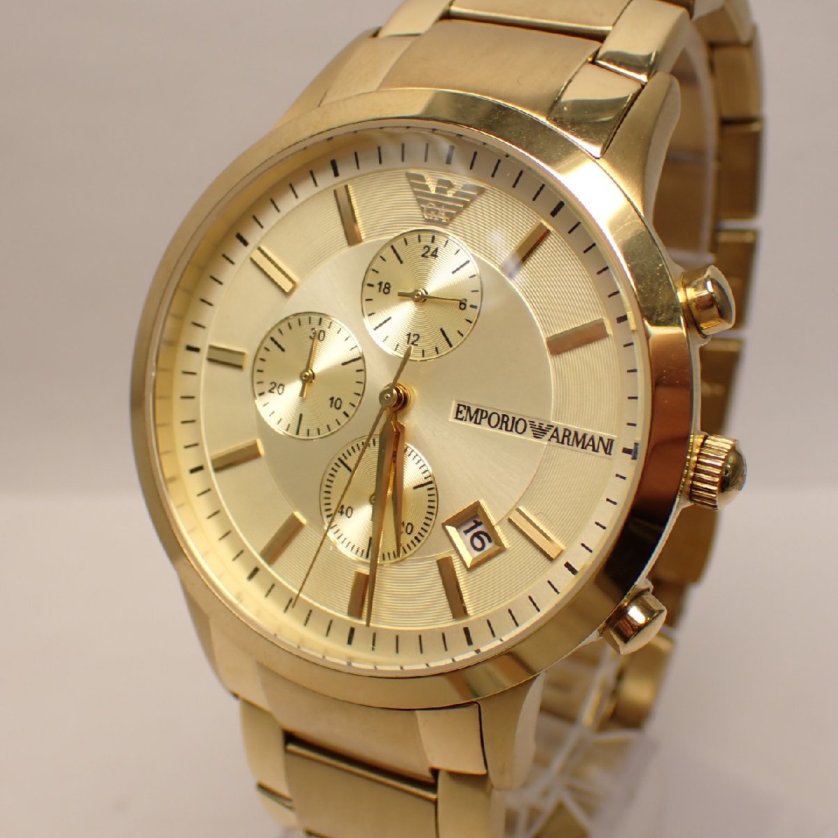 \1 稼働 エンポリオアルマーニ AR-11332 ゴールド クオーツ メンズ 腕時計 コマ2 Y505 /【Buyee】