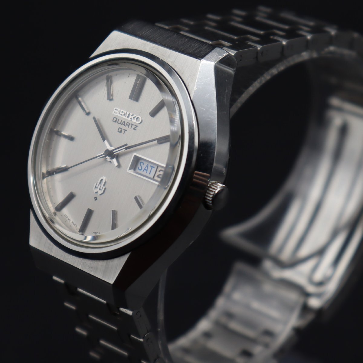 美品 電池新品 SEIKO QUARTZ セイコー クォーツ 3803-7110 QT シングルクオーツ シルバーカラー 諏訪 デイデイト RICOHブレス 箱付 メンズ /【Buyee ...