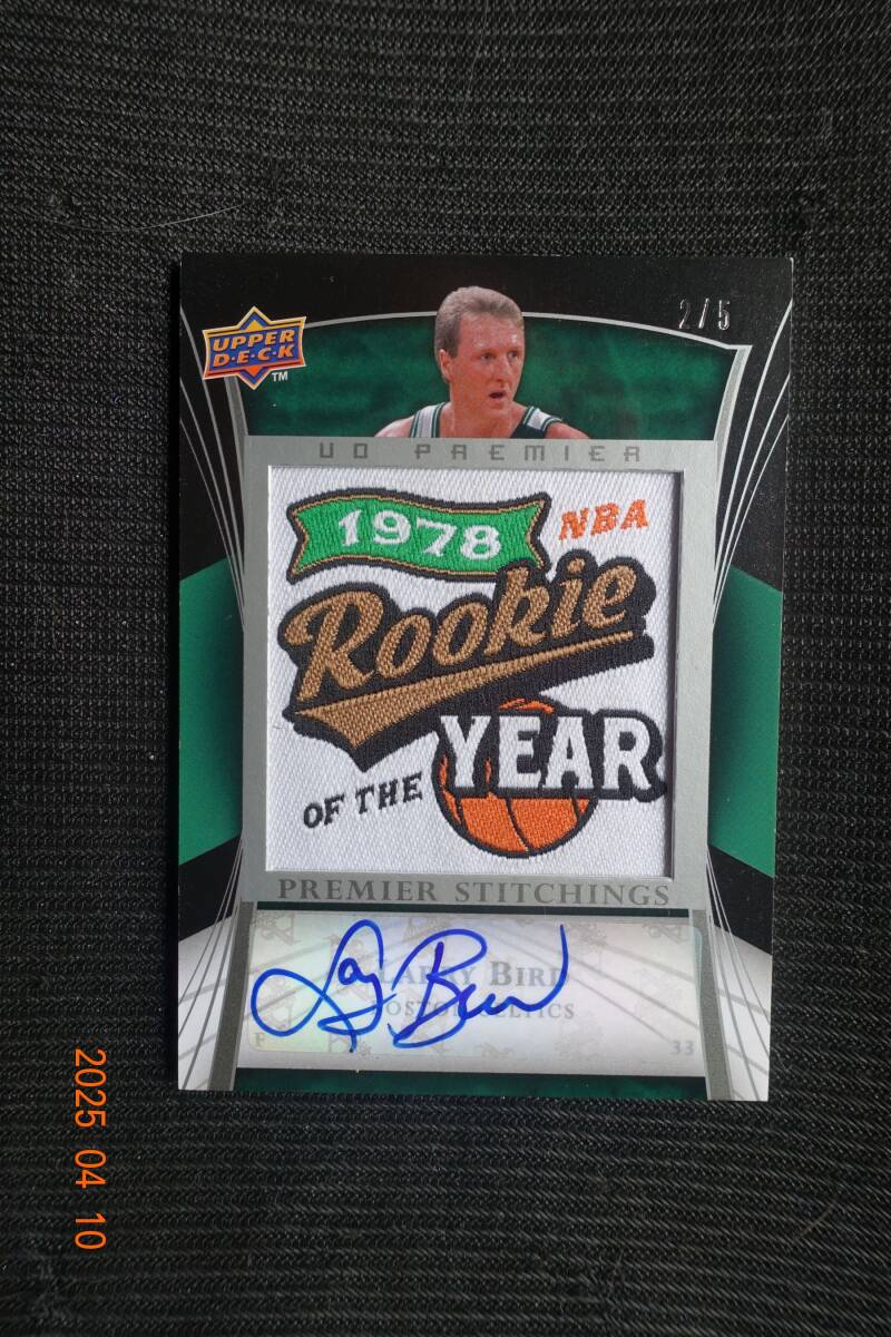 Larry Bird 2007-08 UD Premier Premier Stitchings Patches Autographs #2/ ...