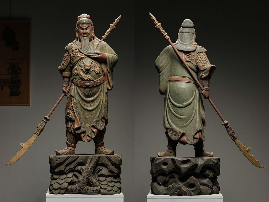 渡鶴羽 A6026明時代 楠木木彫彩絵関公造像 細工彫刻★仏教古美術★仏像★細密細工★廃寺旧蔵★廃寺買出品 /【Buyee】 Buyee ...