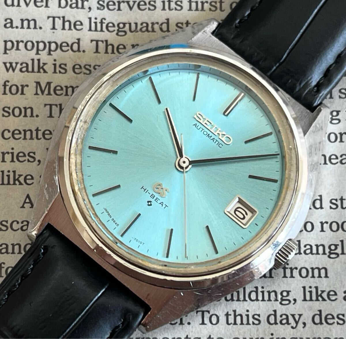 Grand Seiko グランドセイコー アイスブルー放射ダイヤル 5645-7010 ハイビート 1972年 Ice Blue Dial Cal.5645A 56GSメダリオン 自動巻き ...