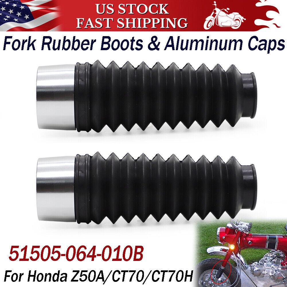 For Honda Z50 / CT70 Front Fork Shock Boots Rubber + Billet Caps 51505 ...