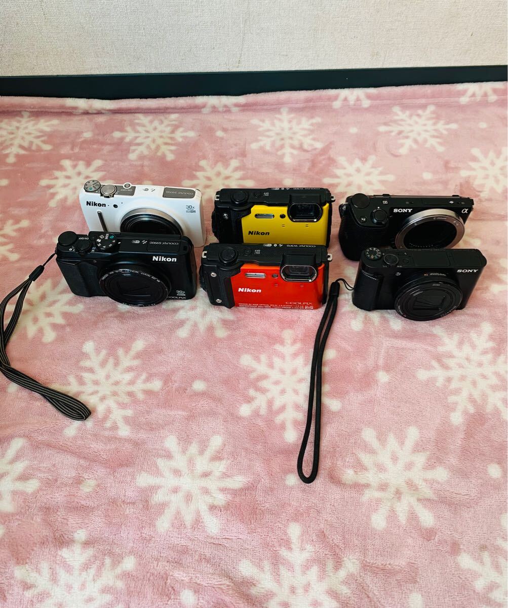 Nikon S9900 S9700 Nikon W300 SONY DSC-HX90 NEX-5T コンパクトデジタルカメラ 6点セット ...