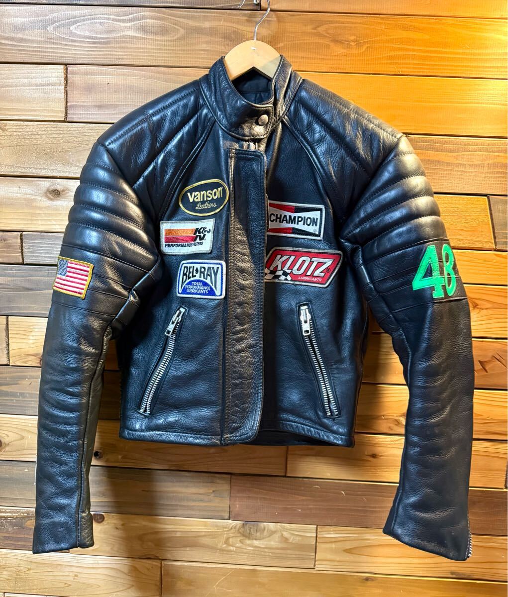 VANSON バンソン ライダースジャケット 刺繍 ワッペン ナンバリング バイカー SIZE36 ヴィンテージ 黒 /【Buyee】 Buyee - Japanese Proxy ...