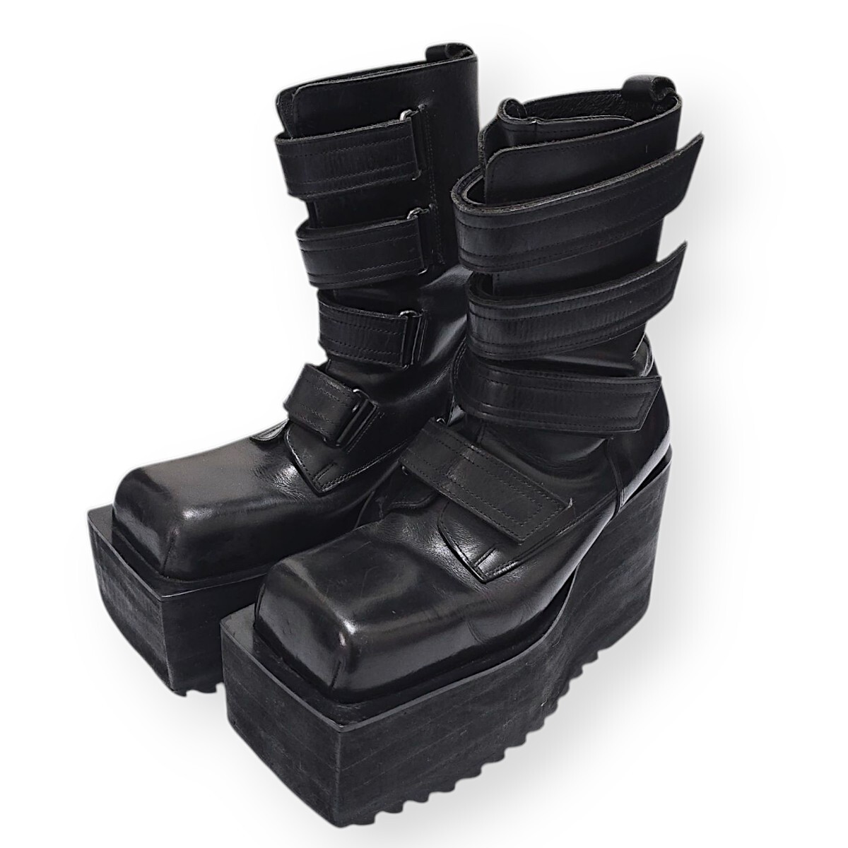 90s Koji Kuga BELTED SQUARE PLATFORM BOOTS コージ クガ ベルト プラットフォーム ブーツ 90s ...