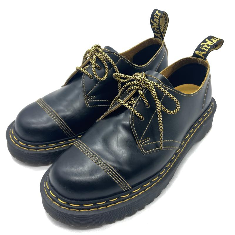 【中古】Dr.Martens 1461 BEX DS 3 EYE SHOE UK8 ドクターマーチン ダブルステッチ ブラック×イエロー ...