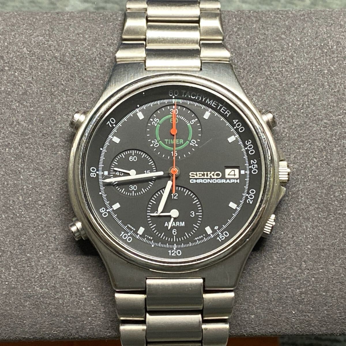 【稼働品】SEIKO セイコー スピードマスター クロノグラフ クォーツ [7T42-6A10] 予備純正ベルト付き (電池交換済み ...