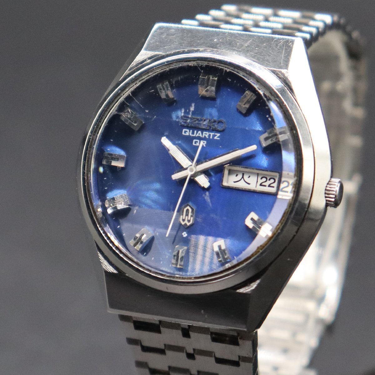 SEIKO QUARTZ QR セイコー シングルクォーツ 3863-8010/3862-8010 ブルー 3面カットガラス デイデイト ...