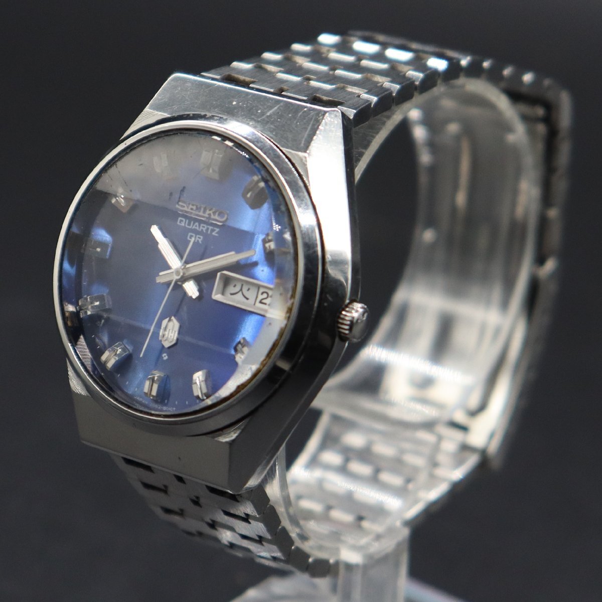 SEIKO QUARTZ QR セイコー シングルクォーツ 3863-8010/3862-8010 ブルー 3面カットガラス デイデイト ...