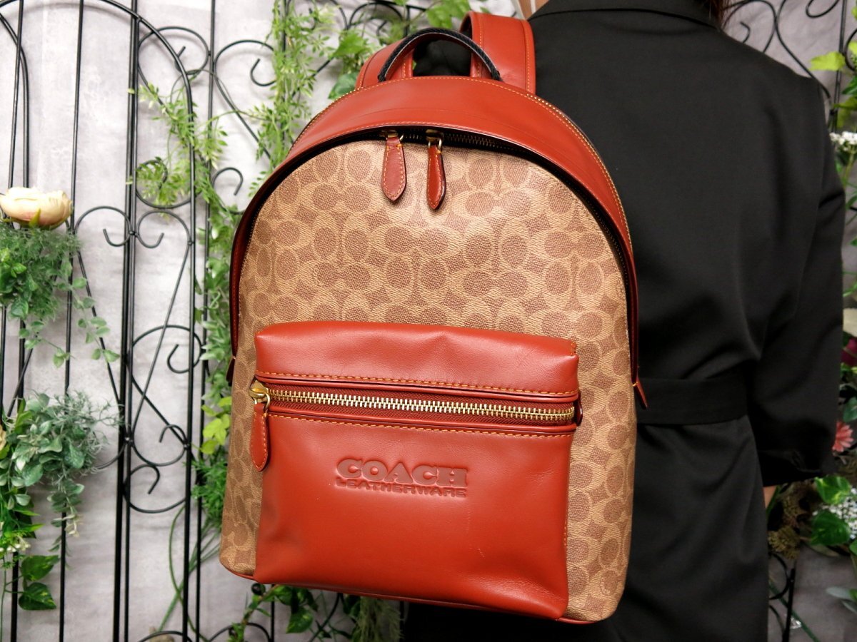 超美品 COACH コーチ チャーター バックパック シグネチャー キャンバス PVC カーフ レザー リュックサック ブラウン系 A4 Js56749 /【Buyee】 Buyee ...