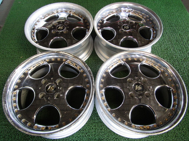 D5377 WORK VS-SD 17インチ (F)8J+18 (R)8J+22 114.3-4H 4本セット ジャンク 修正ベース S13 S14 シルビア 180SX C34 ローレル等 ...