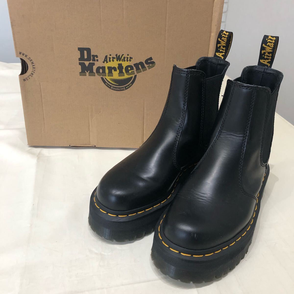 Dr.Martens ドクターマーチン サイドゴア ショートブーツ 2976 QUAD 24687001 POLISHED SMOOTH ブラック UK4 EU37 靴 シューズ USED ...