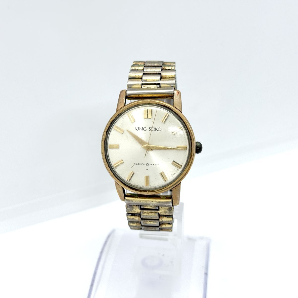 K4354 KING SEIKO DIASHOCK 25 JEWELS キングセイコー 1stモデル 25石 ダイアショック GP シルバー 手巻 メンズ 腕時計 稼働品 /【Buyee ...