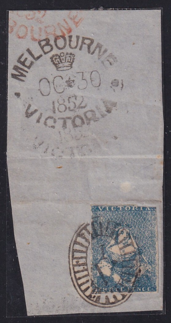 【Victoria】 Queen Victoria 1ペンス貼り On Piece Melbourne 1852年10月30日付 使用済 ...