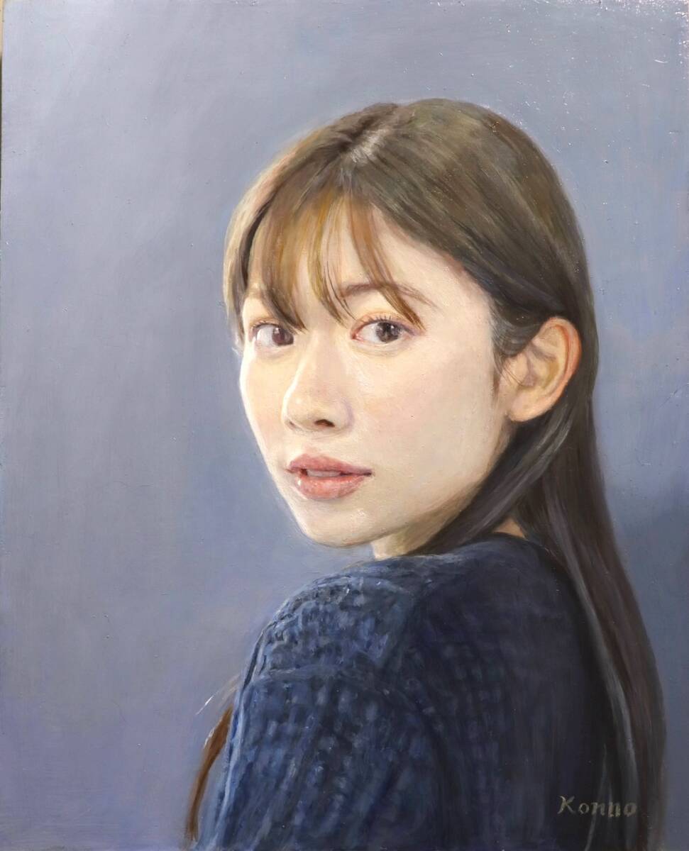 艶のある写実画☆ 今野雅彦 『 lustrous 』 油彩 3F 共シール 写実 リアリズム 人物画 美人画 送料無料 真作保証 【創英 ...