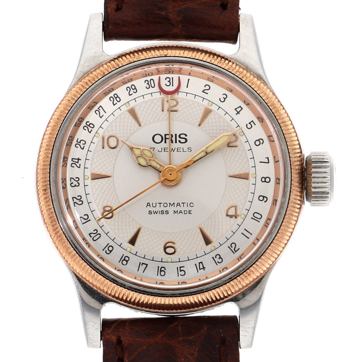 ORIS オリス 7400B ビッグクラウン ポインターデイト シルバーダイヤル PG/SS/レザー(クロコ) 自動巻き メンズ【130562 ...