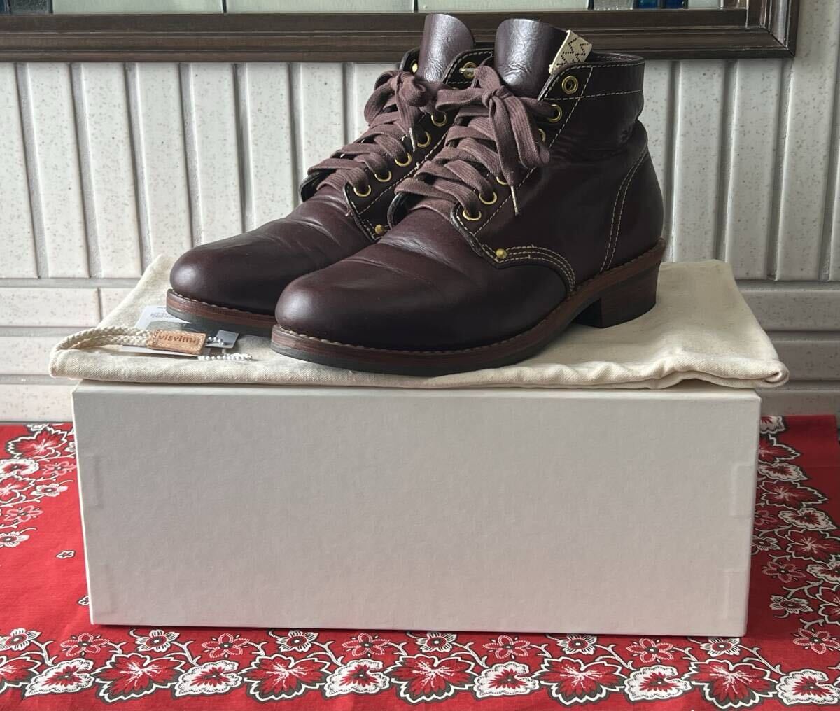 FIL限定！☆美品 visvim BRIGADIER BOOTS FOLK 8 BURGUNDY ☆ crash 7hole grizzly ...