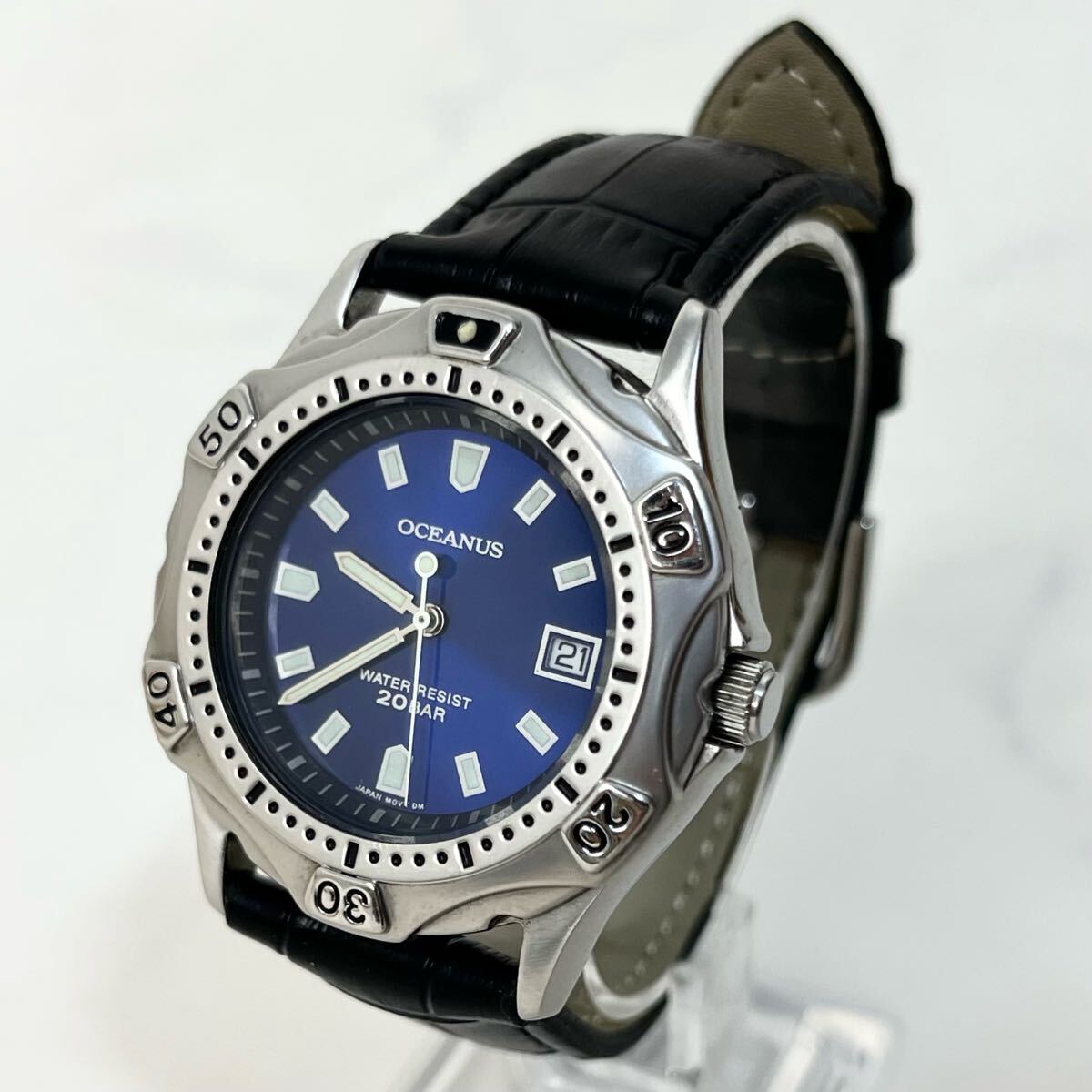 【幻の逸品】 CASIO OCEANUS OC-700 カシオ オシアナス 回転ベゼル 青文字盤 アナログ クォーツ メンズ 腕時計 ウォッチ ...