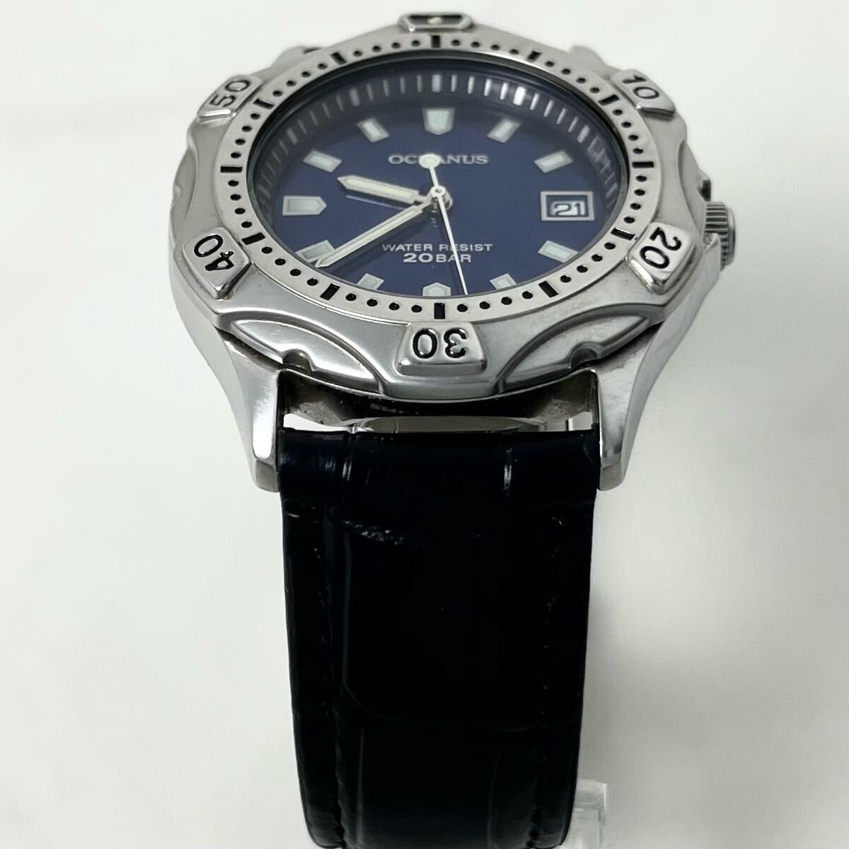 【幻の逸品】 CASIO OCEANUS OC-700 カシオ オシアナス 回転ベゼル 青文字盤 アナログ クォーツ メンズ 腕時計 ウォッチ ...
