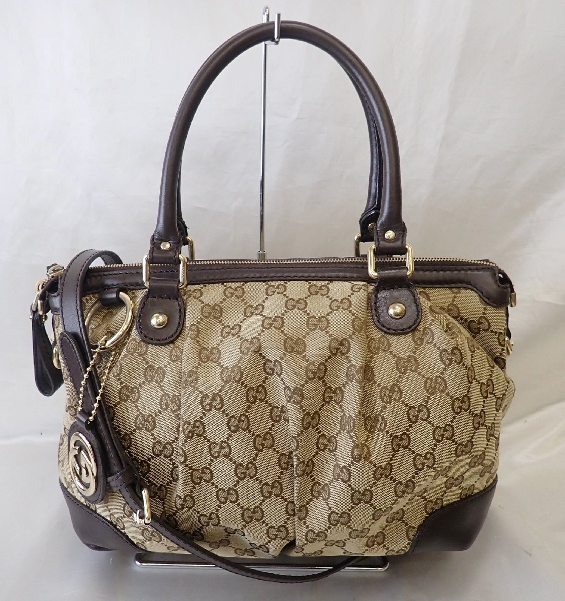 グッチ GUCCI 247902 スーキー キャンバス レザー 2WAY ハンドバッグ ショルダーバッグ ベージュ ブラウン GGキャンバス ...