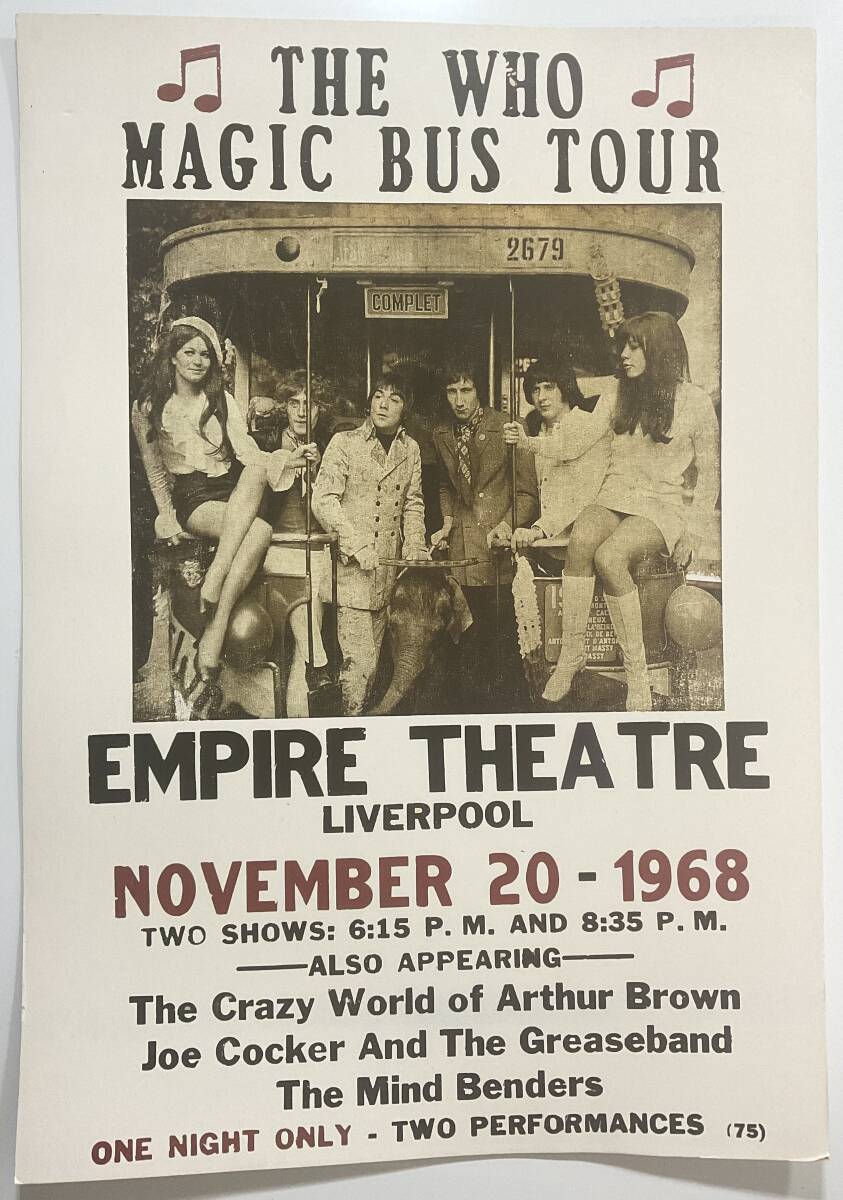 RARE The Who - MAGIC BUS TOUR EMPIRE THEATRE LIVERPOOL 1968 Pete Townshend ザ フー ポスター /【Buyee ...