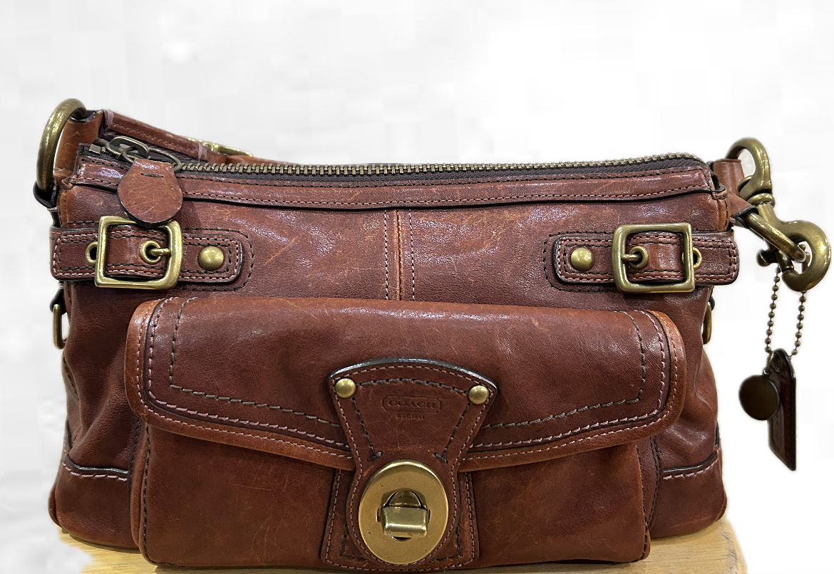 COACH / コーチ H0769-11127 legacy stripe whiskey leather bag レガシー ショルダーバッグ ...