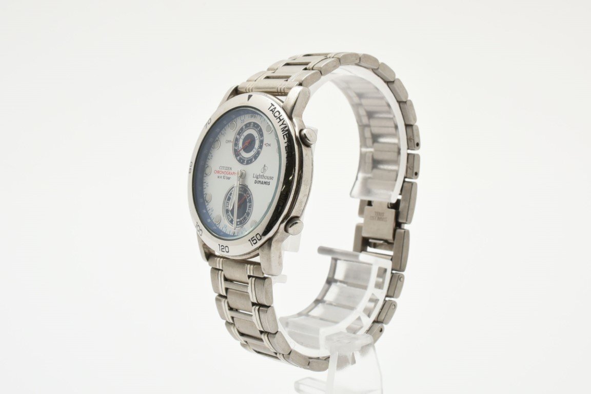 シチズン クロノグラフ ライトハウス ディナミス 6820-G80442 ラウンド ホワイト ブルー クォーツ QUARTZ メンズ 腕時計 ...