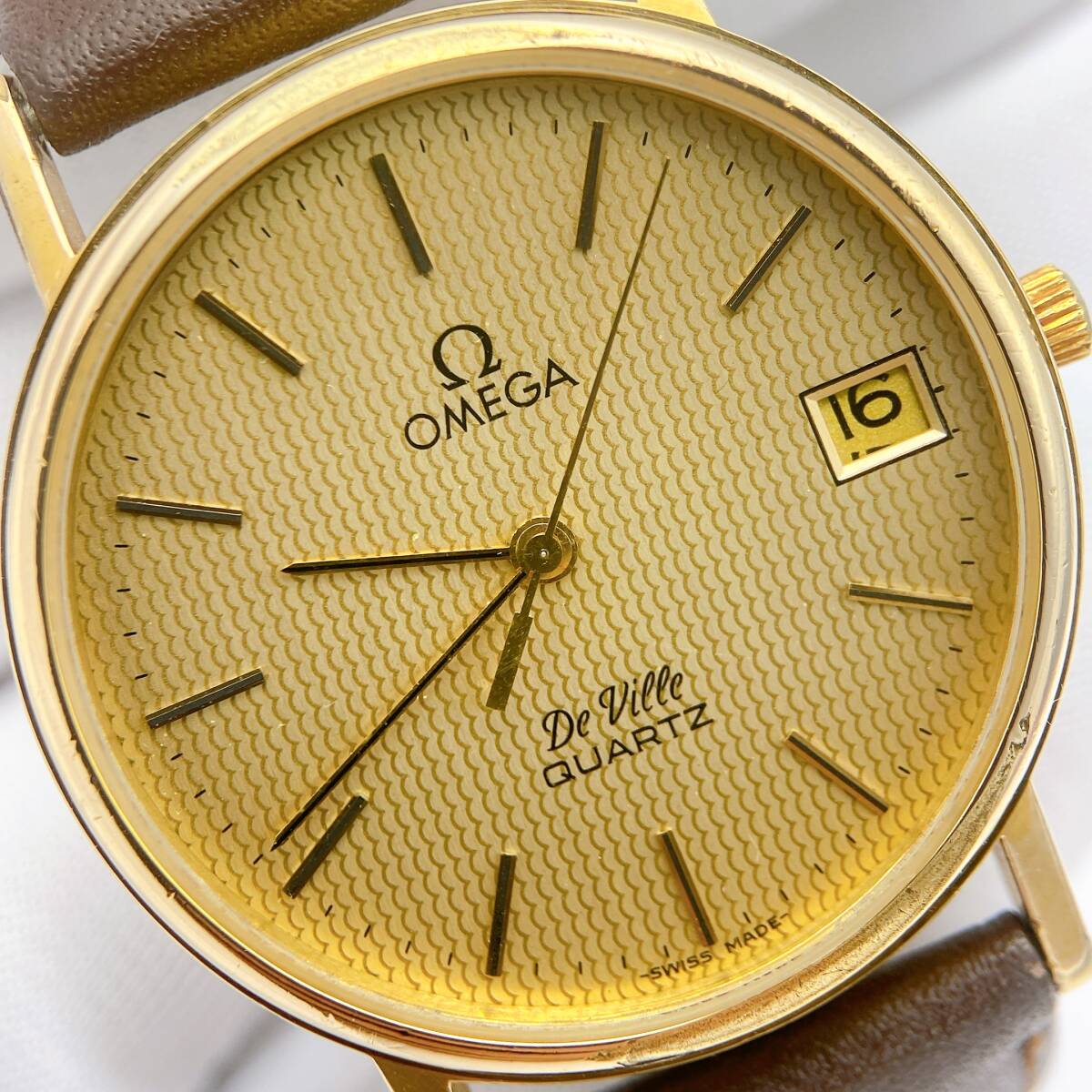 【稼働】美品 オメガ OMEGA デビル DEVILLE メンズ 腕時計 クオーツ QZ ゴールド ラウンド 3針 デイト 1332 ヴィンテージ 訳あり 動作 y16 /【Buyee ...