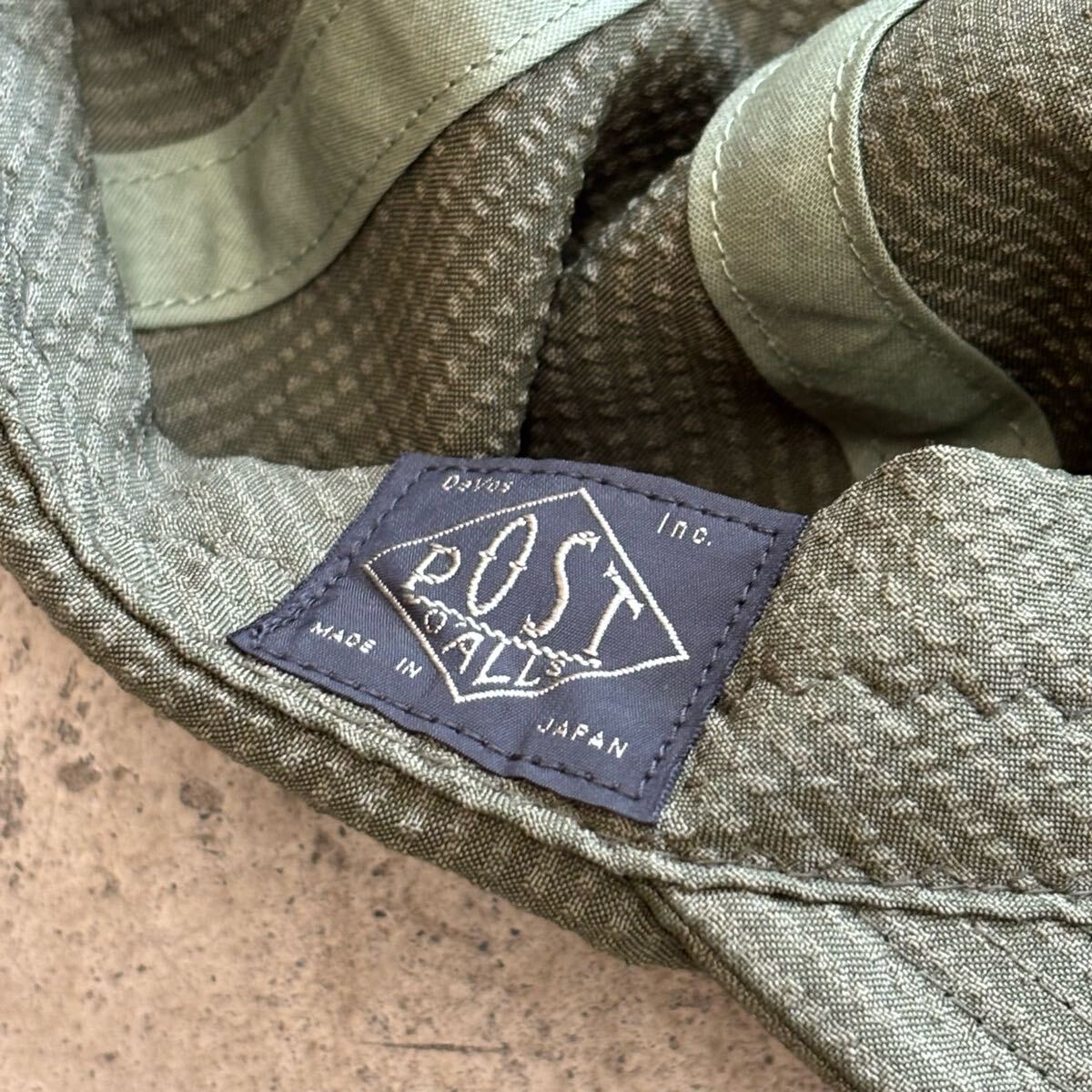 【美品】ポストオーバーオールズ キャップ #3903-PSO POST Ball Cap : poly seersucker olive ...