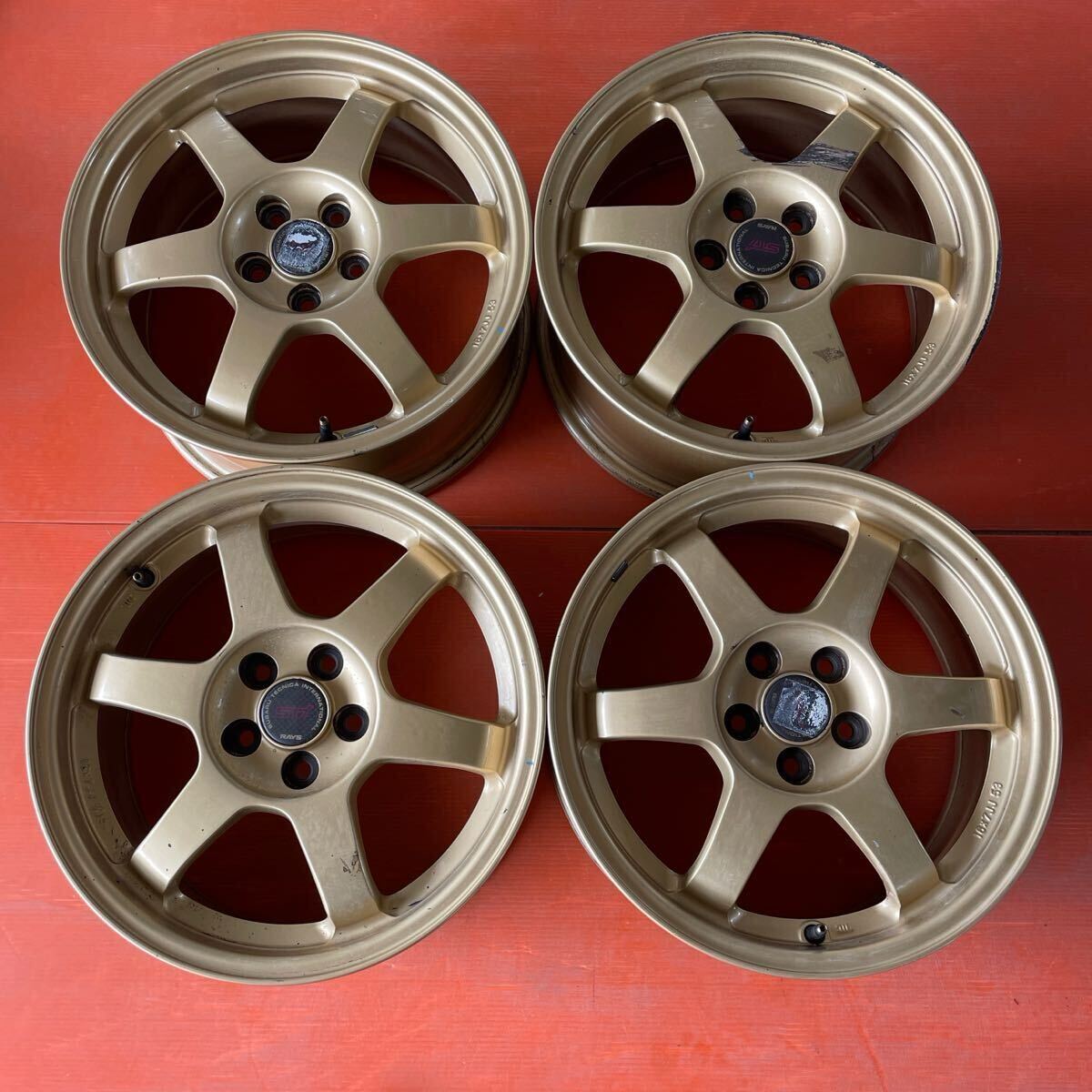 RAYS 鍛造 軽量 スバル TE07 GC8 GF8 インプレッサ STI 純正 オプション 16×7JJ+53 PCD100-5穴 ハブ約56mm アルミホイール4本セット /【Buyee ...