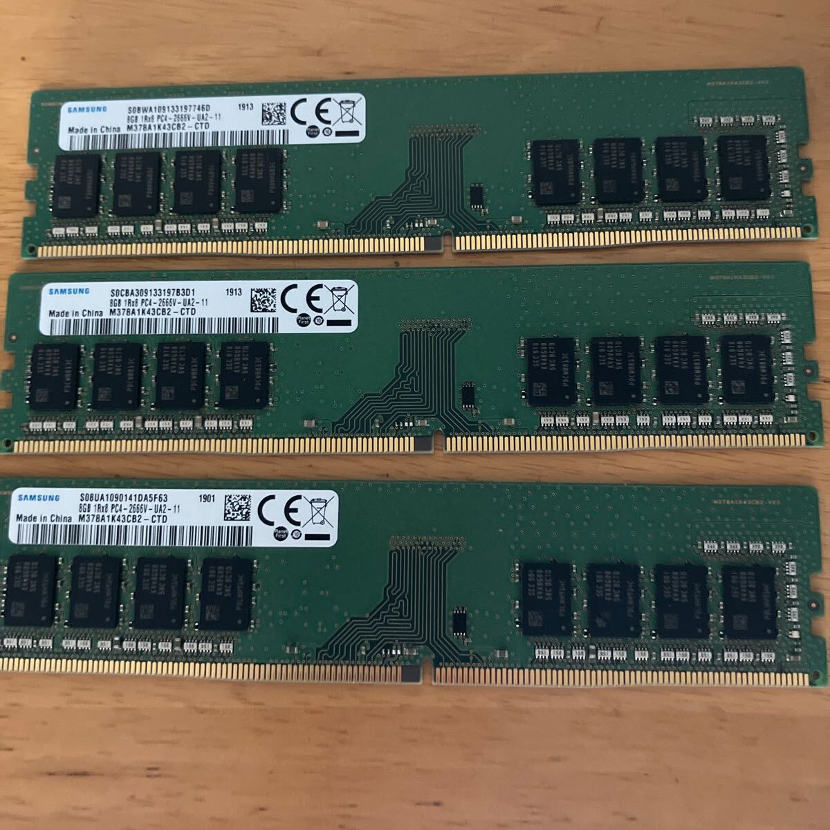 8GB 3枚セット Samsung サムスン M378A1K43CB2-CTD 1Rx8 PC4-2666V-UA2-11 DDR4-2666 ...