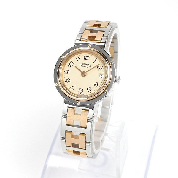 1円～ 3ヶ月保証付き 磨き済み 美品 本物 定番 人気 HERMES エルメス クリッパー コンビ レディース 時計 /【Buyee】 Buyee - Japanese Proxy ...