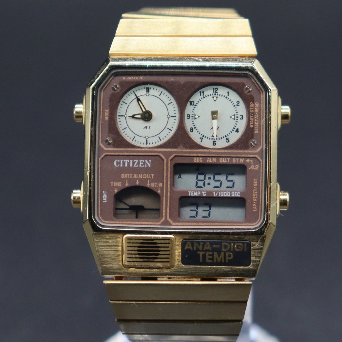電池新品 CITIZEN ANA-DIGI TEMP シチズン アナデジテンプ 8989-S023564 クォーツ ゴールドカラー ...