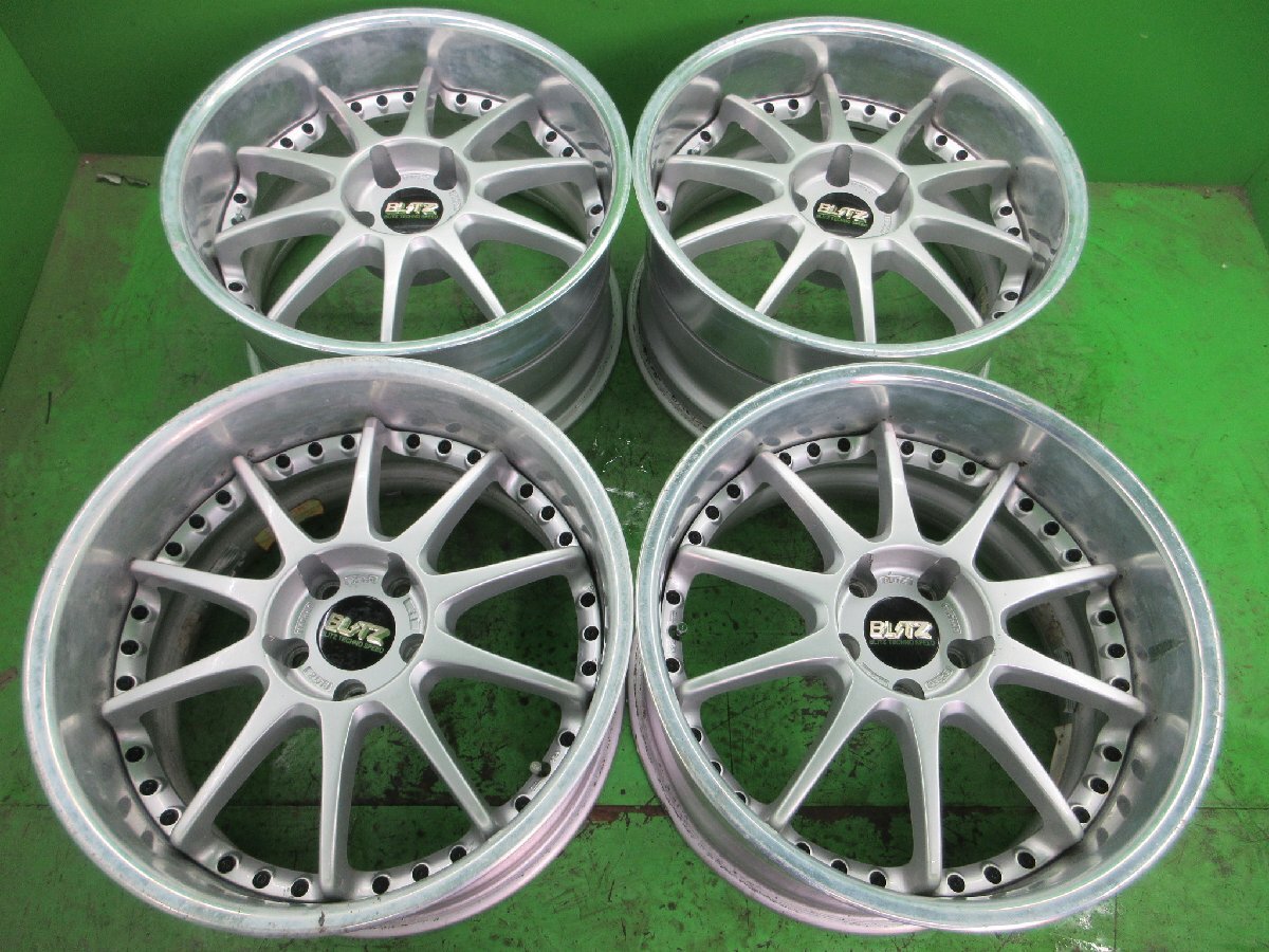 希少!深リム!PCD114.3 BLITZ TECHNO SPEED Z1 ブリッツ 10j/+22 ハブ約73㎜ 4本セット! 中古 ドリ車 ...