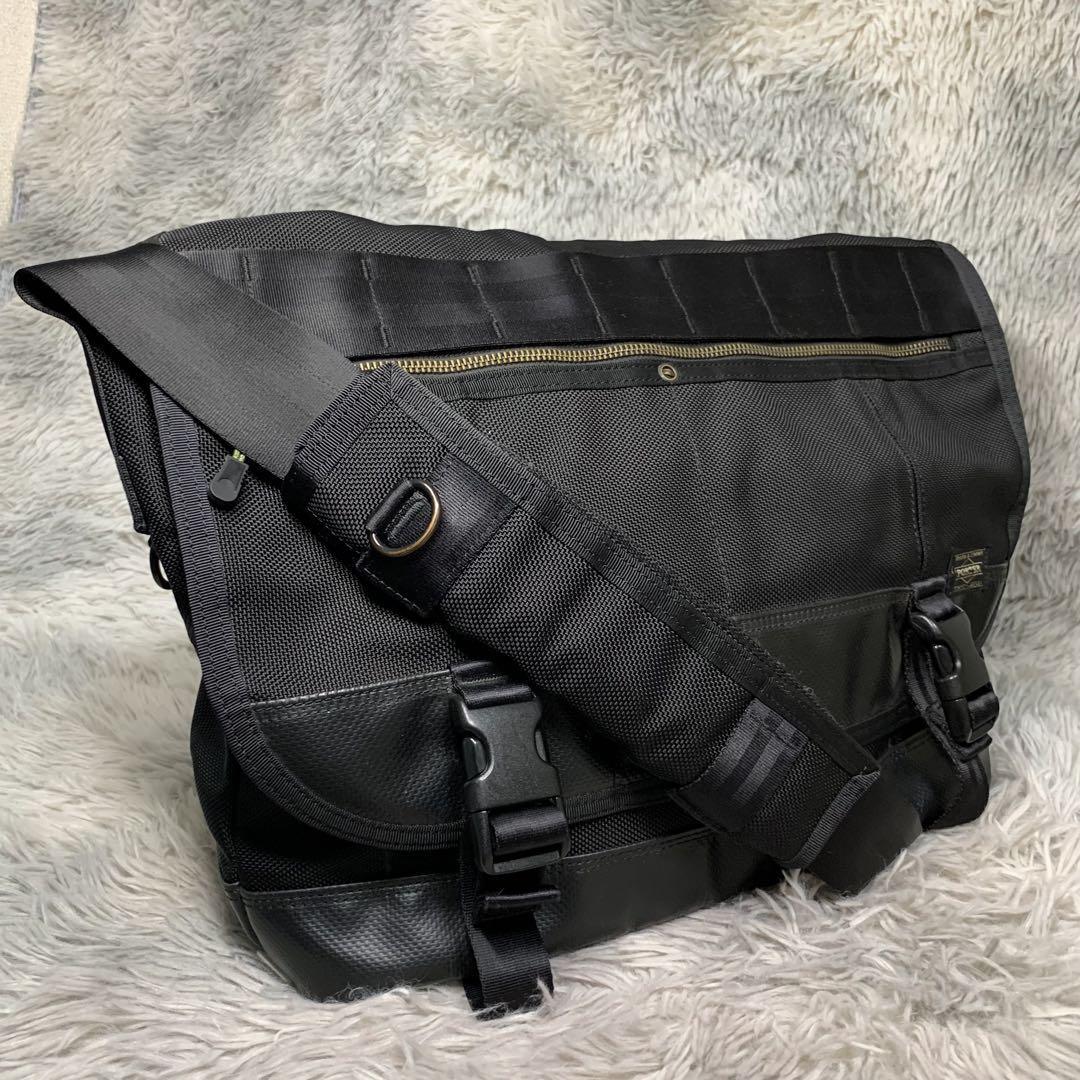 美品 PORTER ポーター Heat ヒート 吉田カバン ショルダーバッグ メッセンジャーバッグ 斜め掛け 肩掛け 通勤 ビジネス ブラック ...